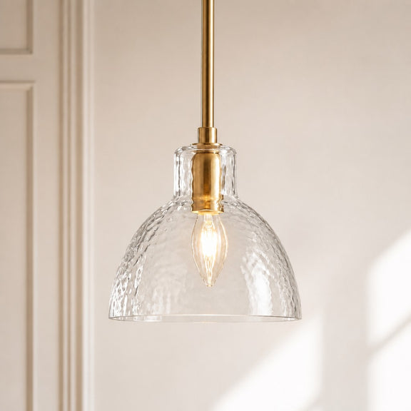 Modern Hammered Glass Bell Pendant Light – ateasehomelife.co.uk