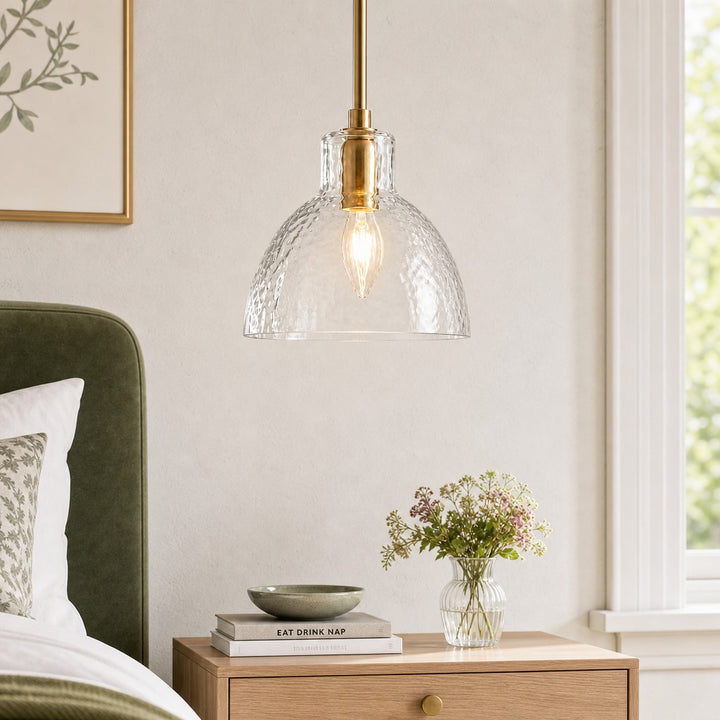 Modern Hammered Glass Bell Pendant Light – ateasehomelife.co.uk