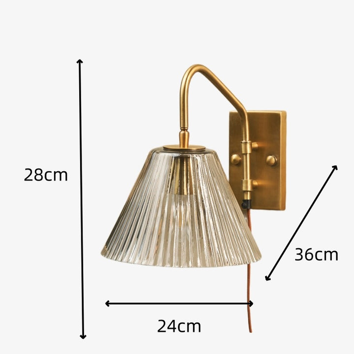 Art Deco Antique Brass Ribbed Clear Glass Wall Lamp | ateasehomelife ...