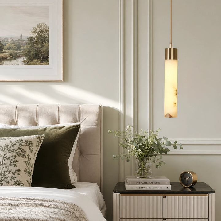 Minimalist Alabaster Brass Tube Pendant Light | ateasehomelife ...