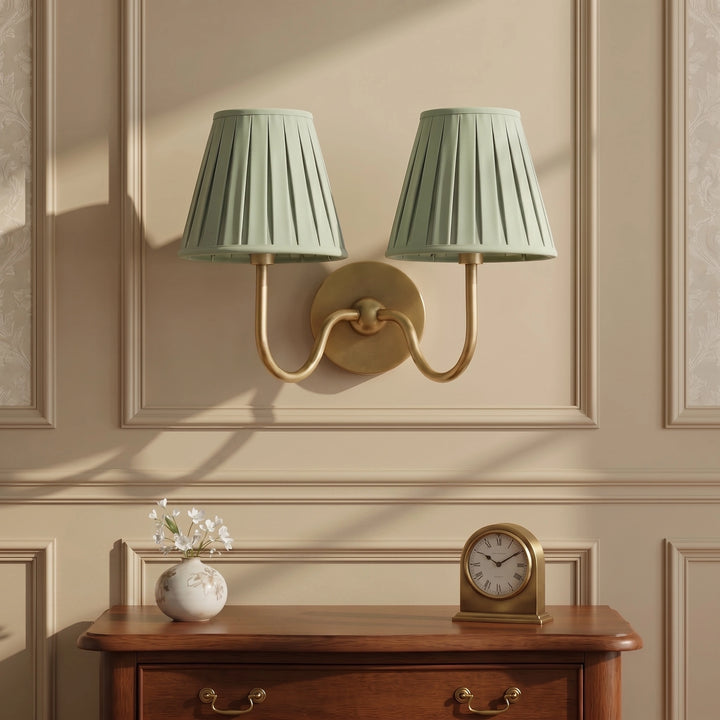 Modern Luxury Linen Pleated Brass Wall Lamp | ateasehomelife ...