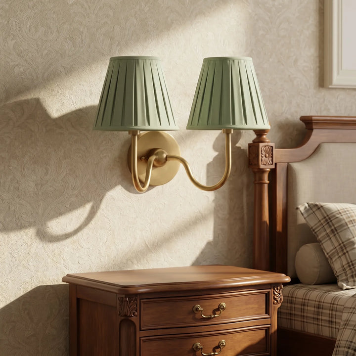 Modern Luxury Linen Pleated Brass Wall Lamp | ateasehomelife ...