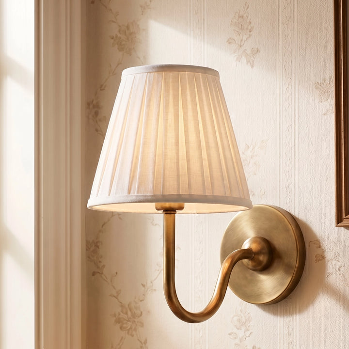 Modern Luxury Linen Pleated Brass Wall Lamp | ateasehomelife ...